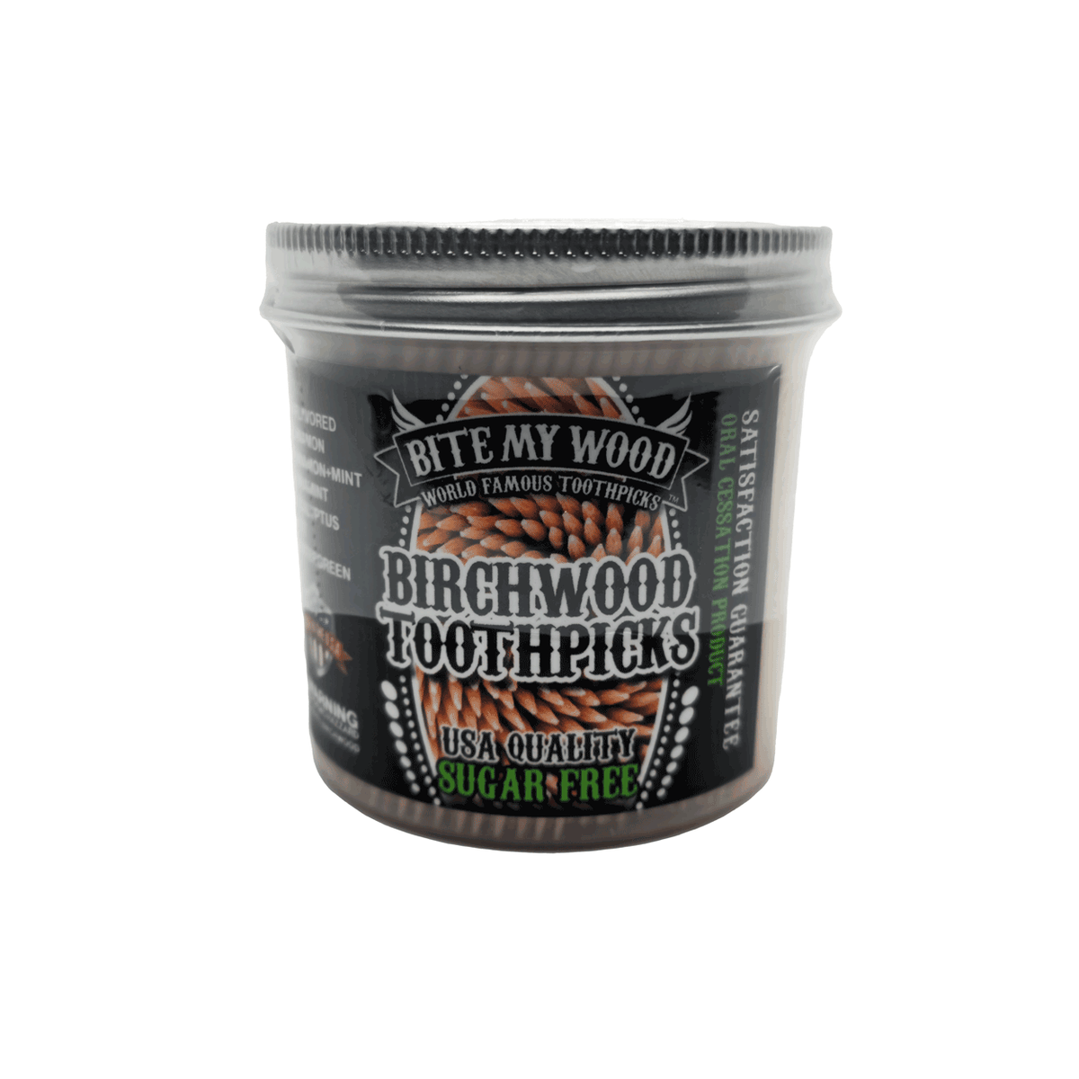 BiteMyWood USA Flavored Birchwood Toothpicks in Plastic Jars Available