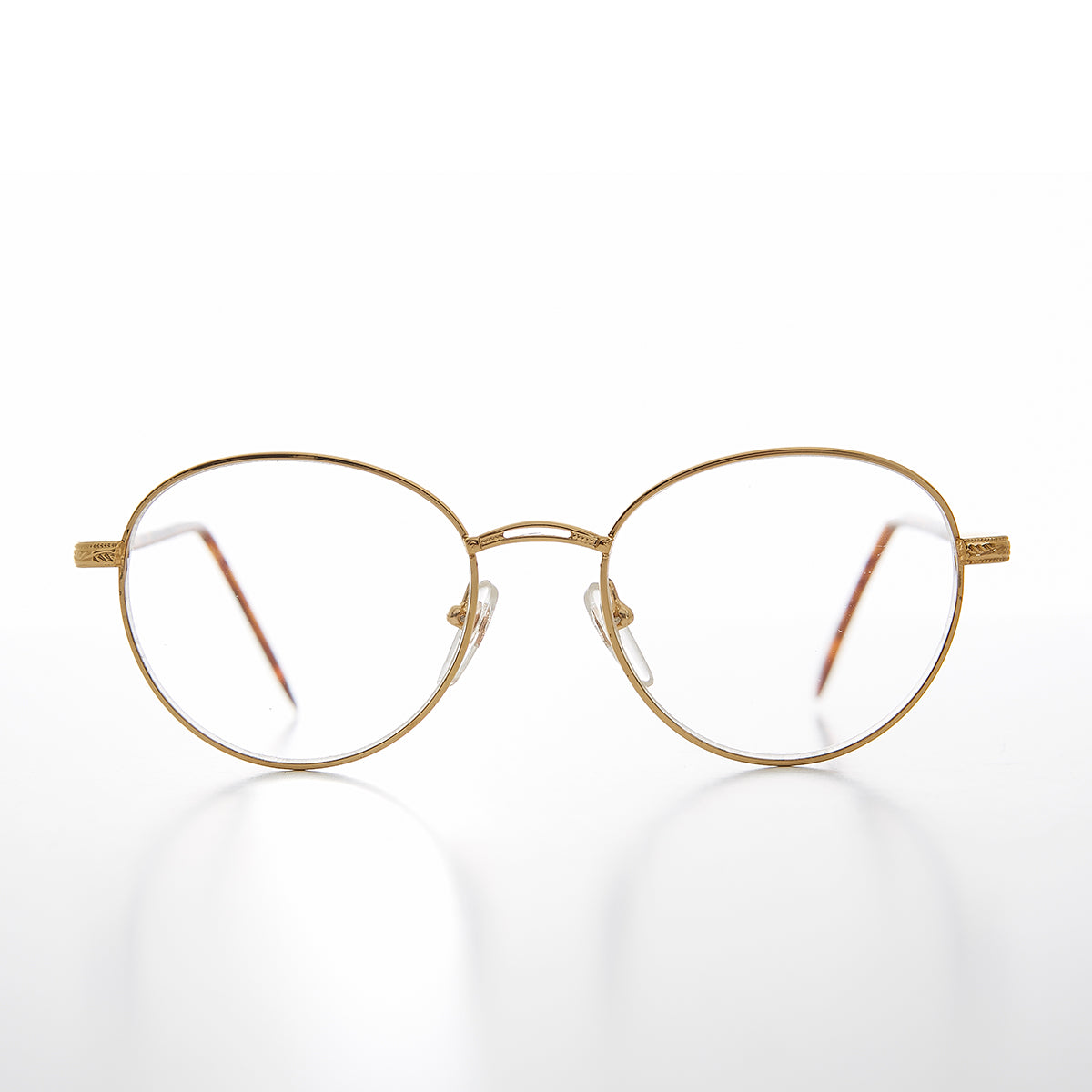 Round Gold Reading Glasses with Tube Temples - Shiloh – BiteMyWood